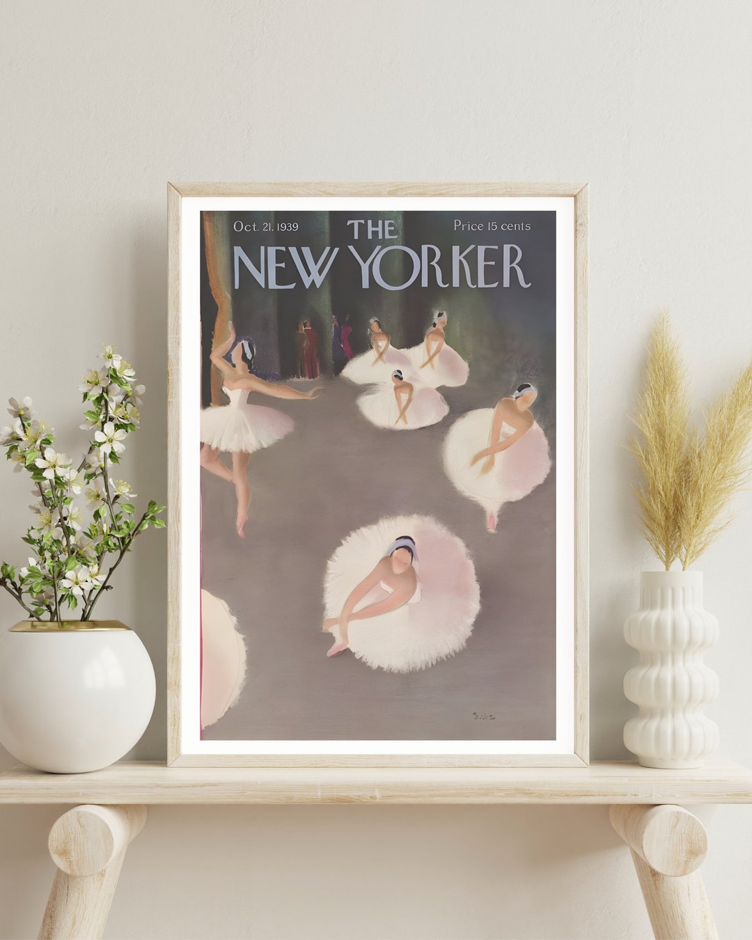 Pink Ballet Wall Art Vintage New Yorker Cover Dance Studio Decor ...