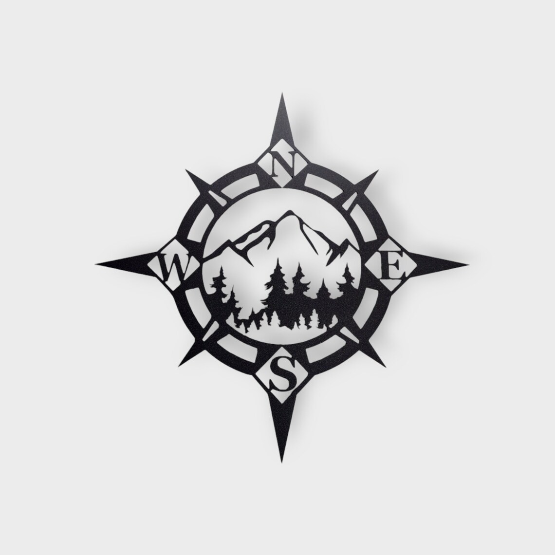 Mountain Scene Compass Rose Metal Sign | Rustic Home Décor | Adventure ...