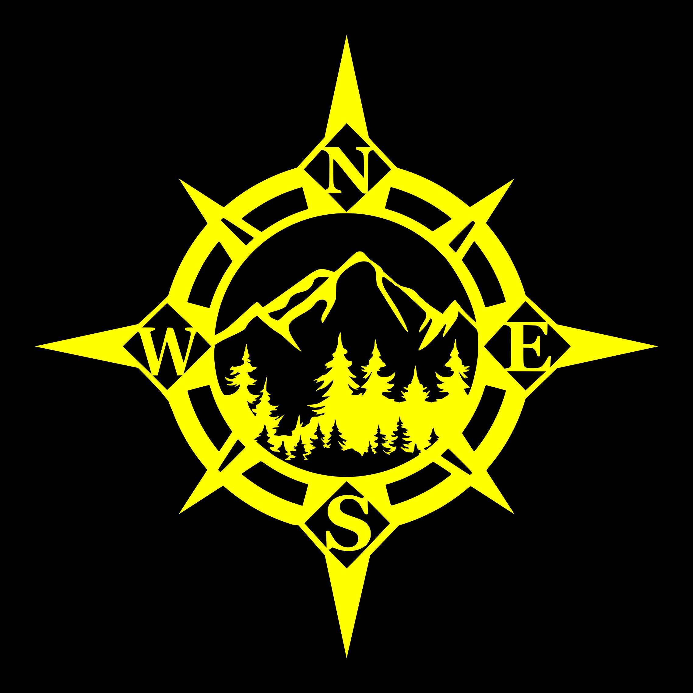 Mountain Scene Compass Rose Metal Sign Rustic Home Décor Adventure Wall ...