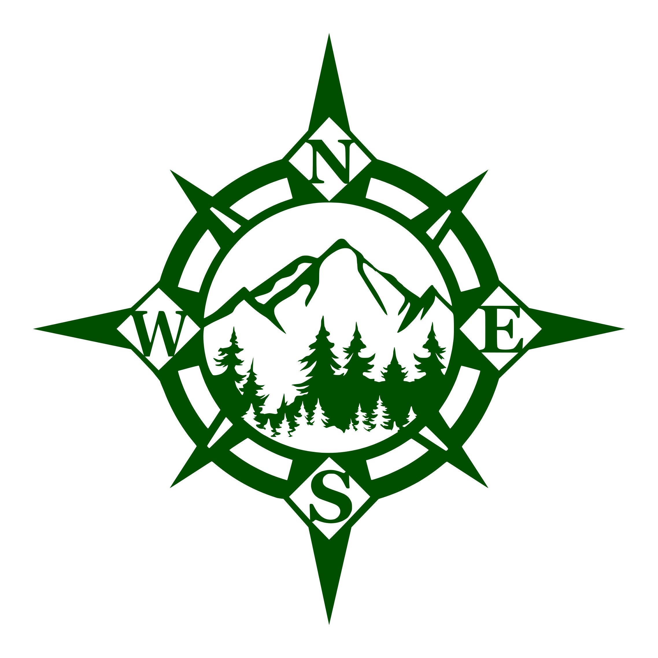 Mountain Scene Compass Rose Metal Sign Rustic Home Décor Adventure Wall ...