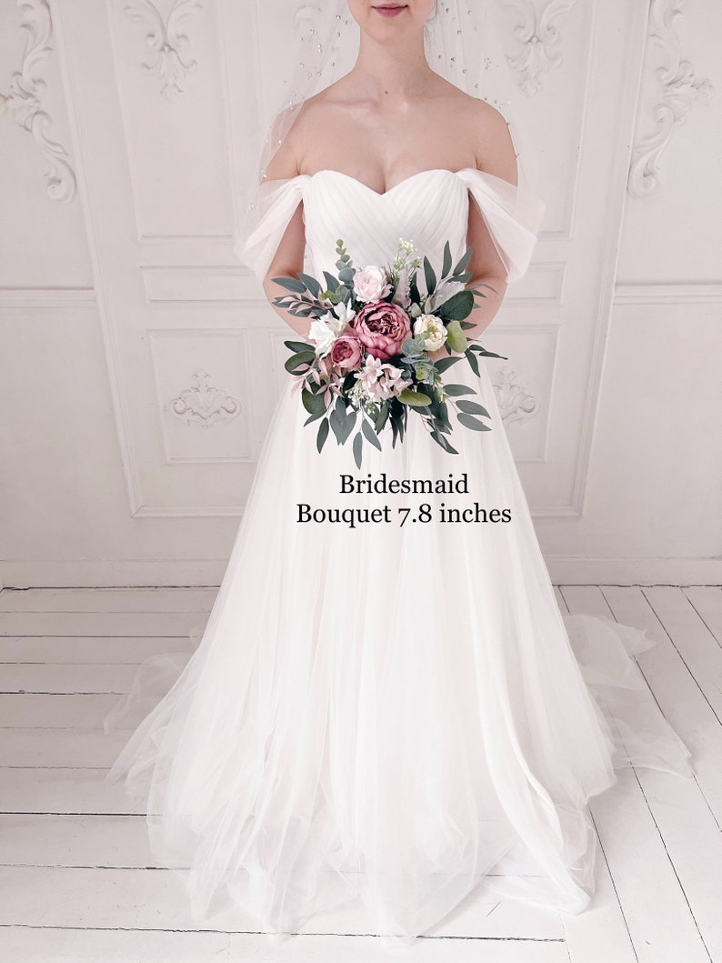 Wedding Bouquet Dusty Rose Bridal Bouquet Bridesmaids - Etsy