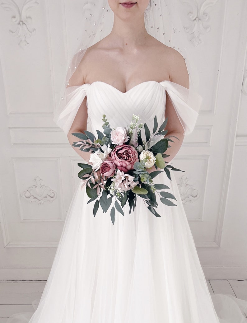 Wedding Bouquet Dusty Rose Bridal Bouquet Bridesmaids - Etsy