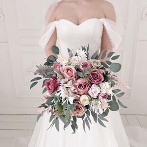 Wedding Bouquet, Dusty Rose Bridal Bouquet, Bridesmaids Bouquet, Dusty ...