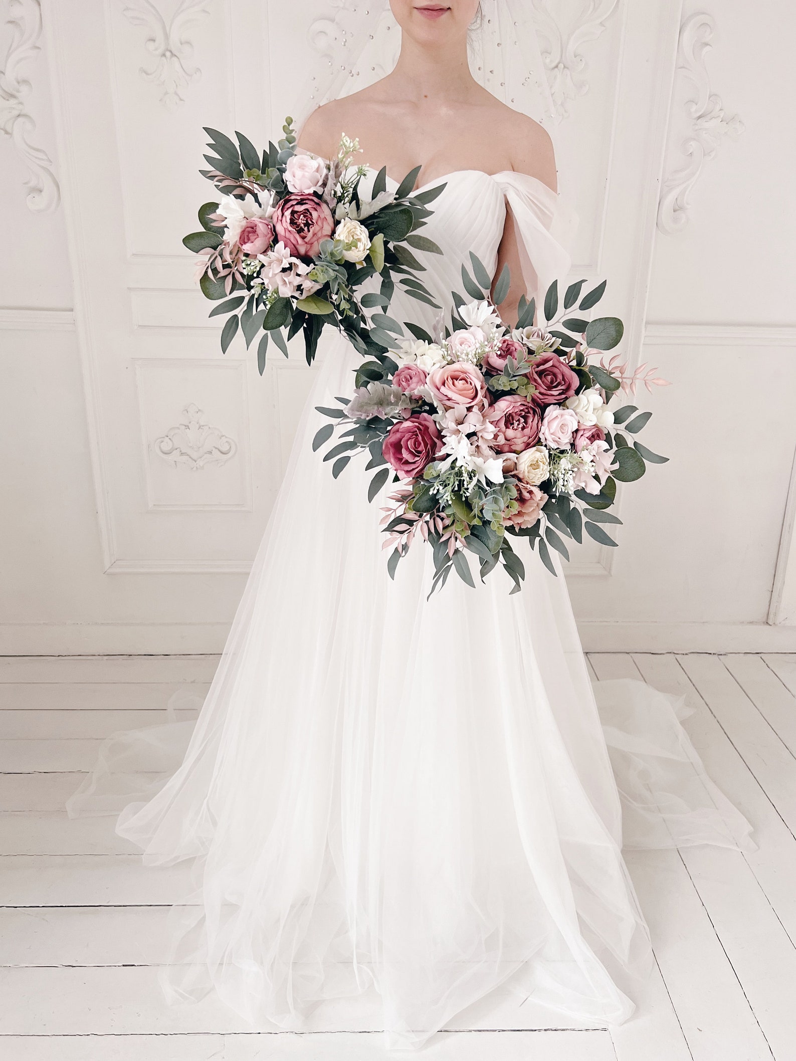 Wedding Bouquet, Dusty Rose Bridal Bouquet, Bridesmaids Bouquet, Dusty ...