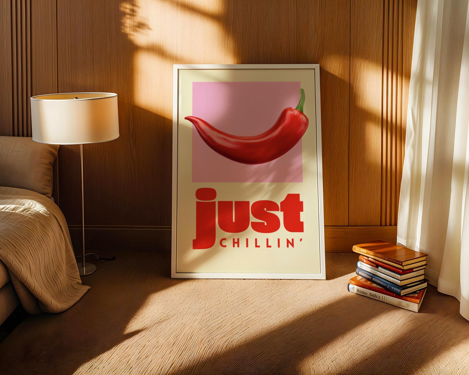Chili Pepper Retro Kitchen Print: Funny Red Typography Art (digital ...