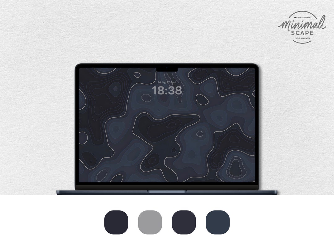 Dark Midnight Blue Contour Map Wallpaper - Abstract Topographic Design ...