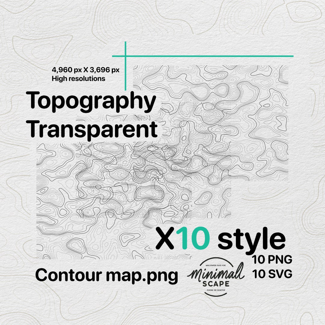 High Resolution Transparent Topography Map Pack - 10 Styles in PNG and ...