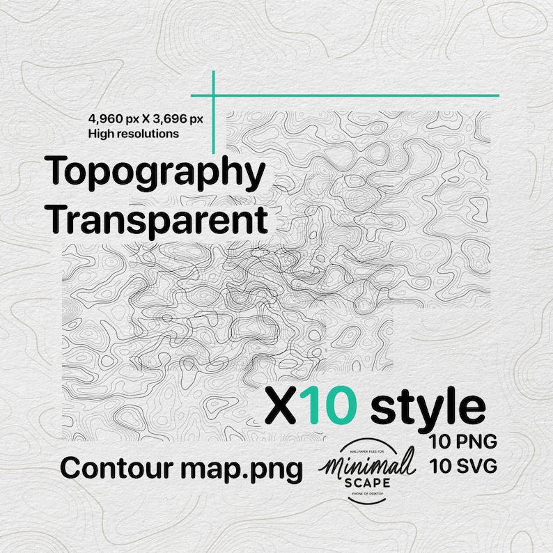 High Resolution Transparent Topography Map Pack - 10 Styles in PNG and ...