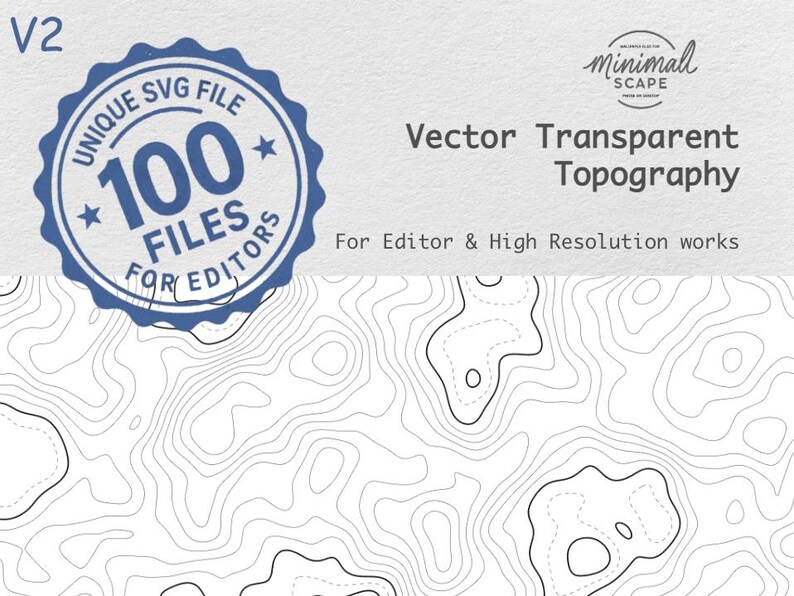 V2 | 100 Unique Editable Topographic Maps - Fully Customizable SVG ...