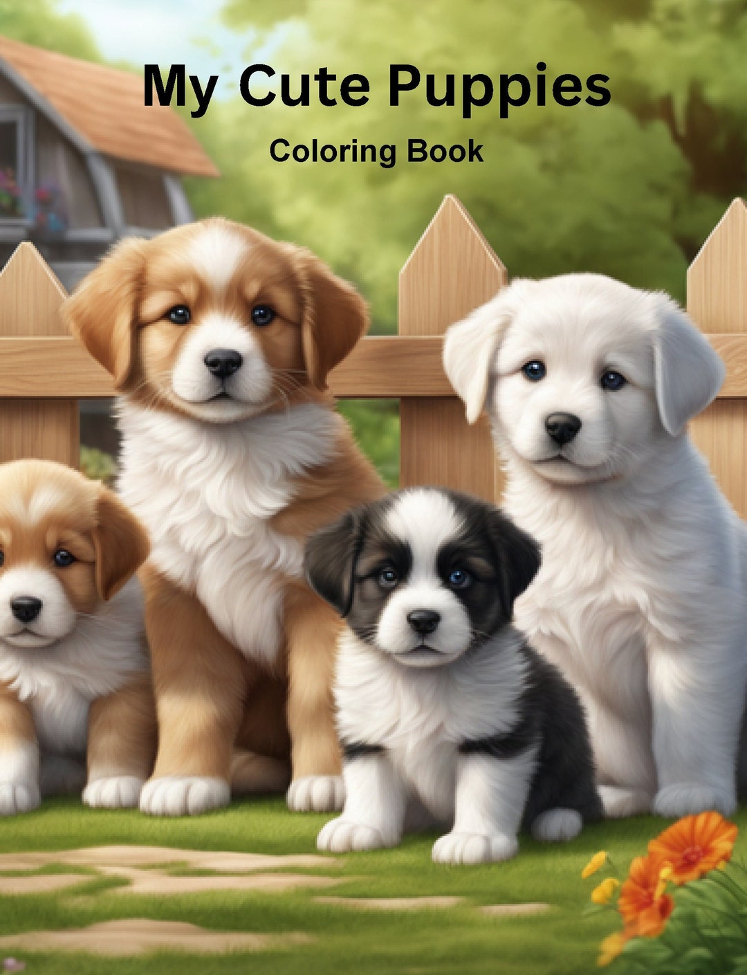 My Cute Puppies Coloring Book - 26 Pages - Etsy