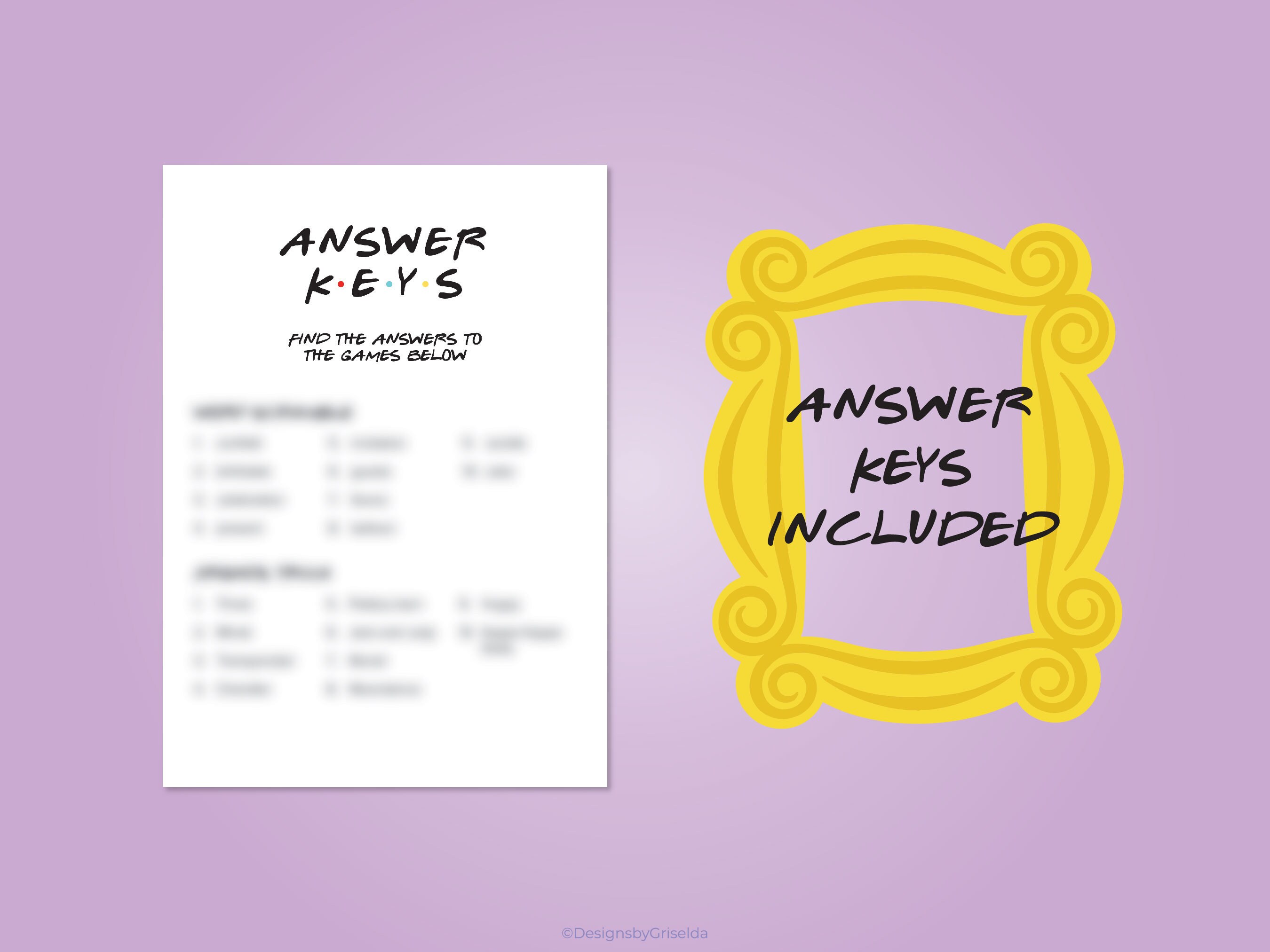 Friends Theme Birthday Party Game and Poster Decoration Printables 14 ...