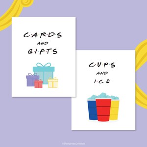 Friends Theme Birthday Party Poster Decorations Printables 8 Cards ...
