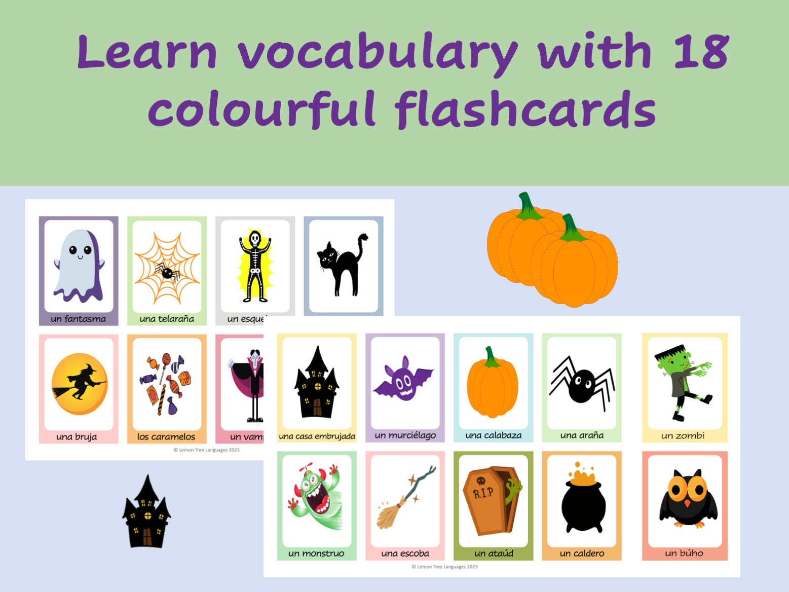 Spanish Halloween Flashcards, Printable Halloween Vocabulary Worksheets ...