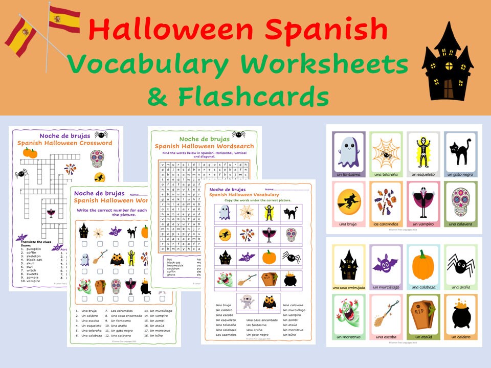 Spanish Halloween Flashcards, Printable Halloween Vocabulary Worksheets ...