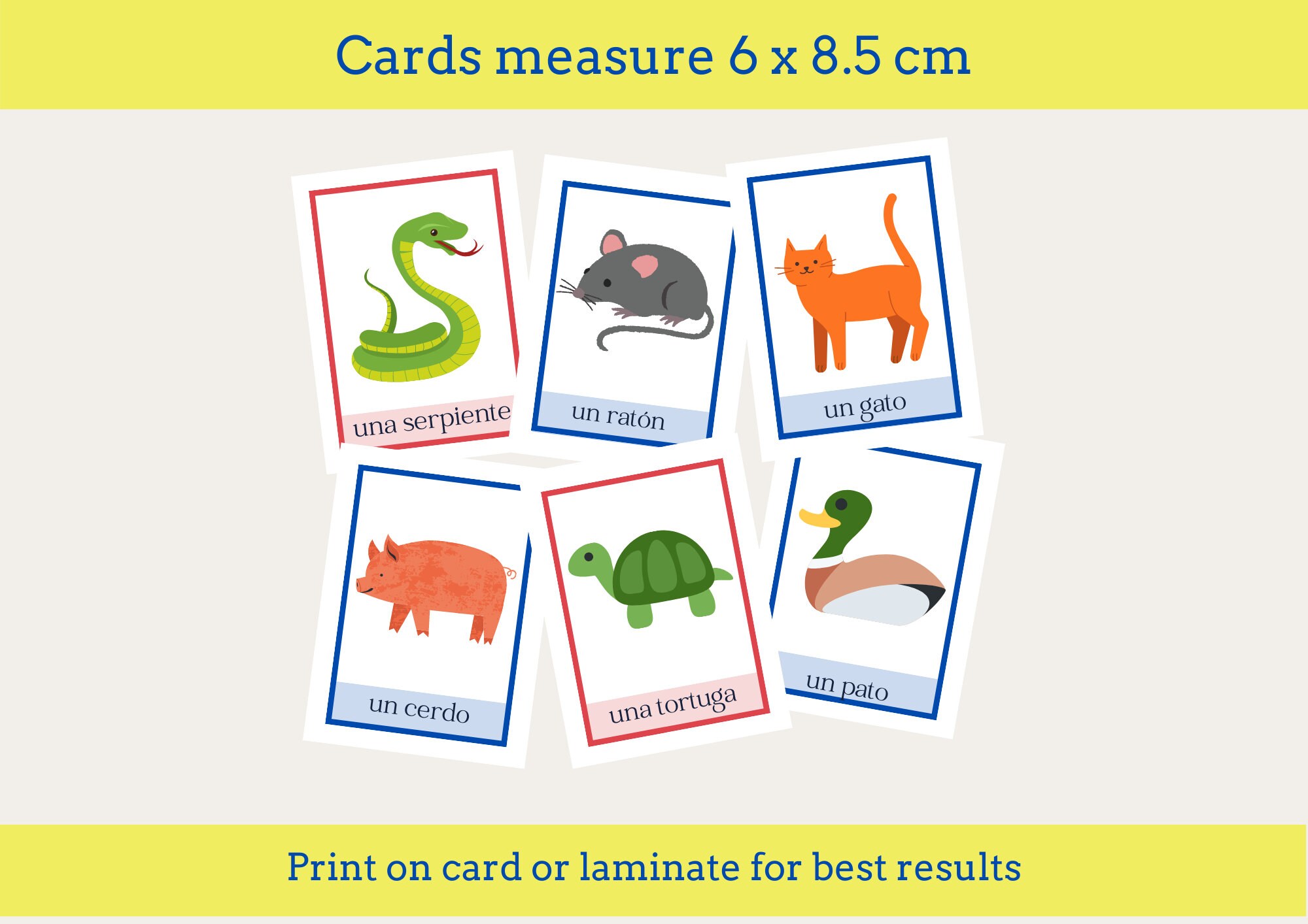 Animals Spanish Vocabulary Flashcards - Etsy