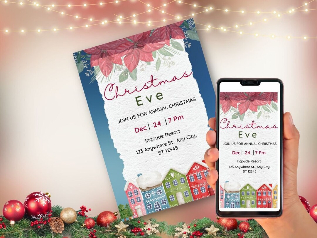 Christmas Party Invitation, Christmas Evite Template, Holiday Party ...