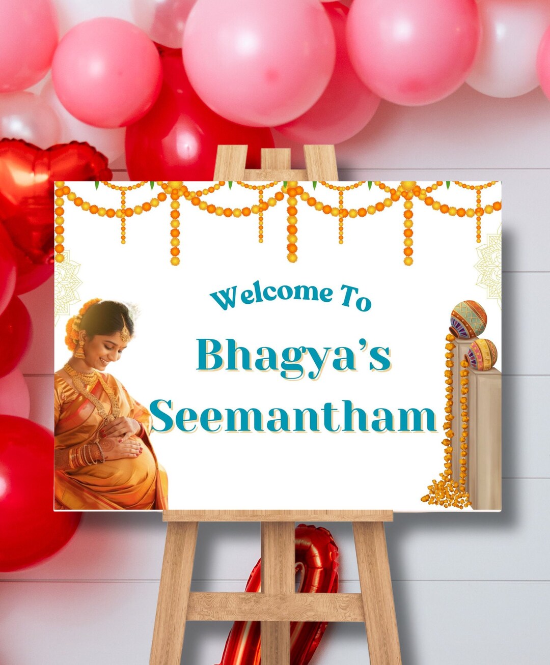 Valaikappu, Indian Seemantham Invitation, Sreemantham Welcome Sign ...