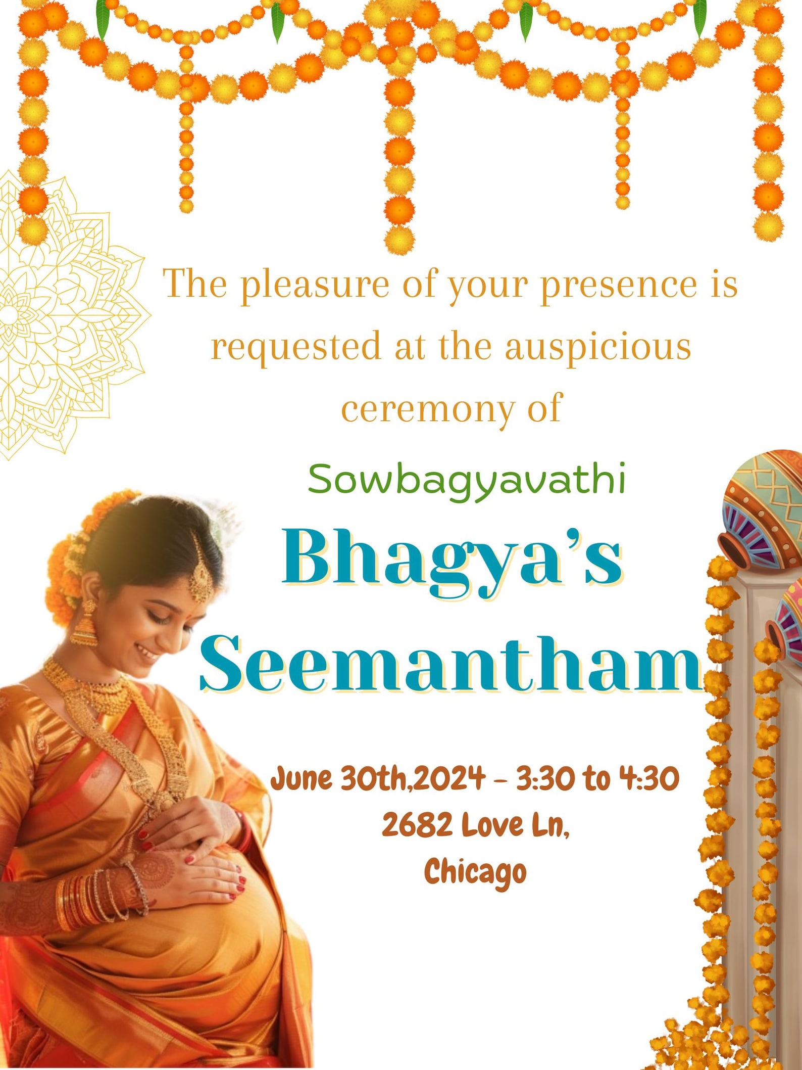 Valaikappu Invitation, Indian Seemantham Invitation, Sreemantham Invite ...