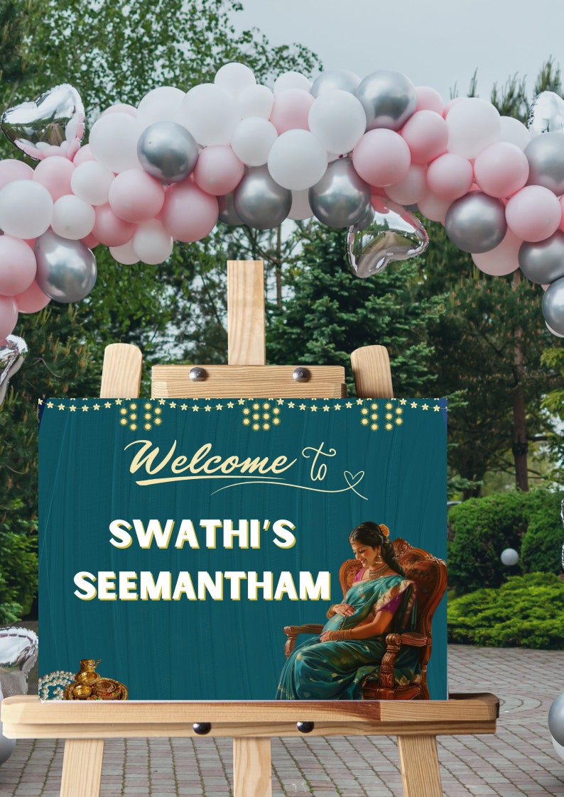 Valaikappu Banner, Indian Seemantham Invitation, Sreemantham Welcome ...