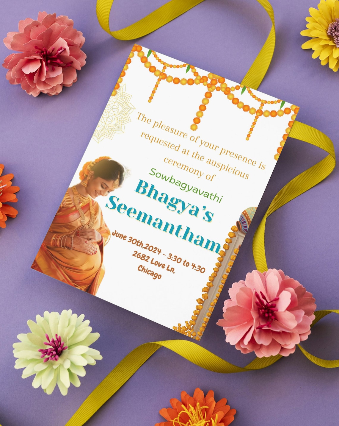 Valaikappu Invitation, Indian Seemantham Invitation, Sreemantham Invite ...