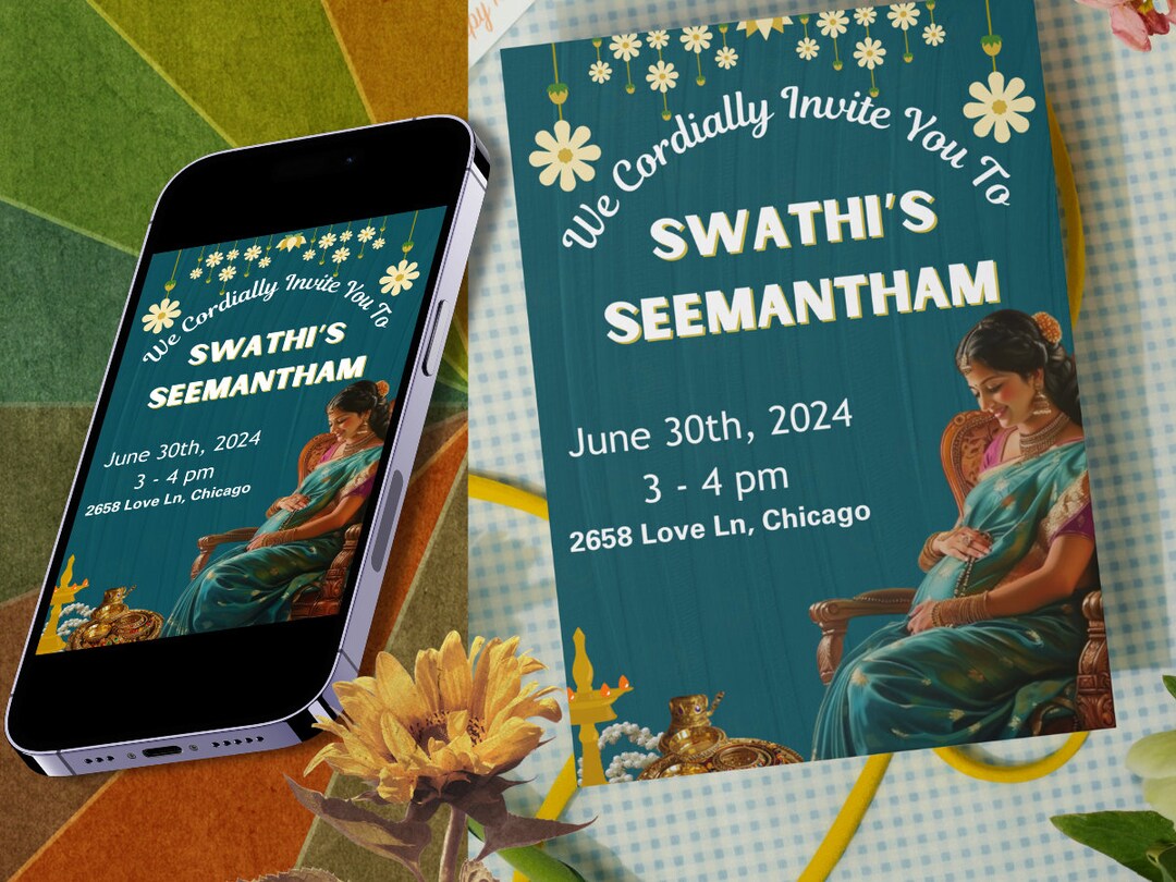 Indian Seemantham Invitation, Sreemantham Invite, Indian Baby Shower ...