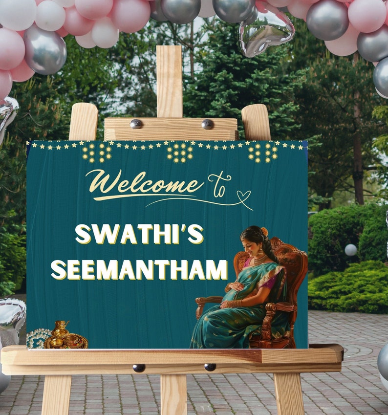 Valaikappu Banner, Indian Seemantham Invitation, Sreemantham Welcome ...