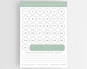 30-day No Spend Challenge Printable | Budget Tracker and Money Mindset ...