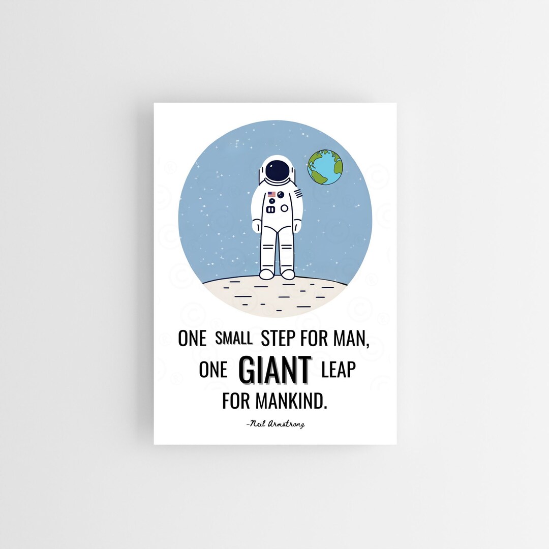 Space-themed Wall Art: Astronaut With 'one Small Step for Man' Quote ...