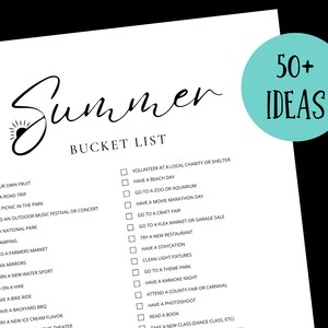 Summer Bucket List Printable, Printable Summer Bucket List, Summer Idea ...