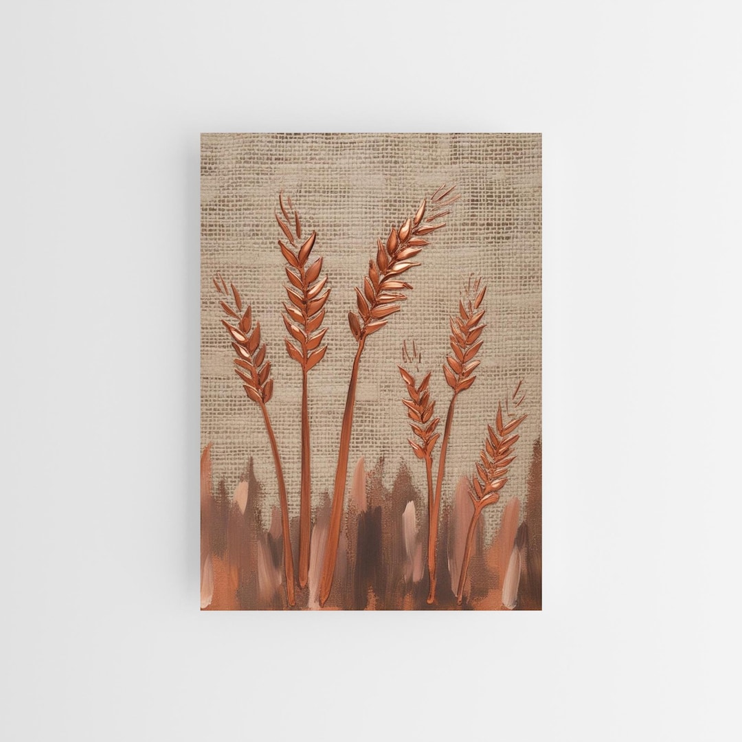 Rustic Copper Wheat Field Wall Art | Farmhouse Decor | Minimalist ...