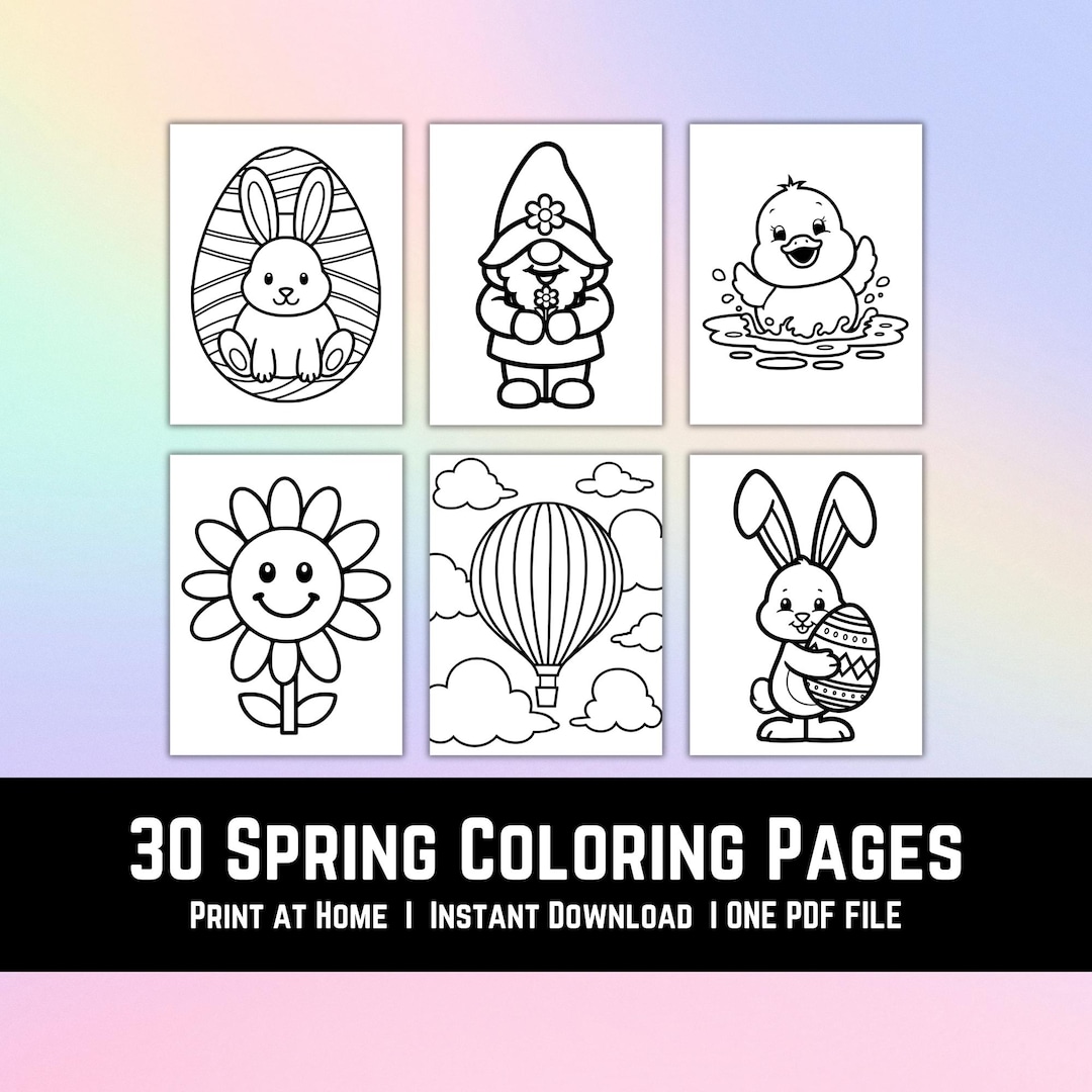 30 Spring Coloring Pages – Printable PDF for Kids, Easy Easter & Flower ...