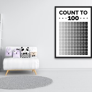 Count to 100 Chart Printable, Educational PDF Wall Art for Kids, Number ...