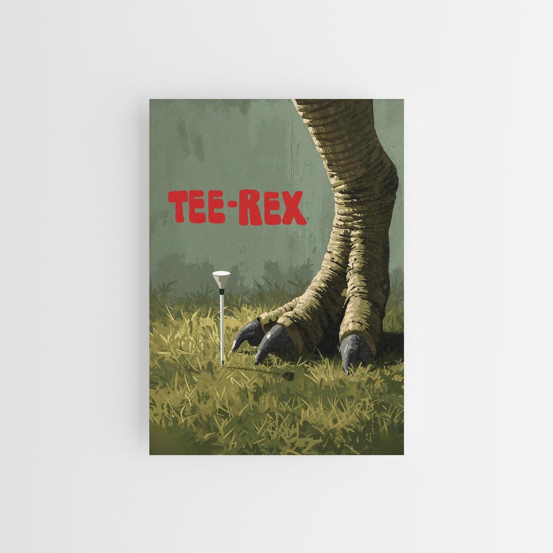 TEE‑REX Golf Print, Funny Dinosaur Wall Art, Golf Gift for Men, Dad ...