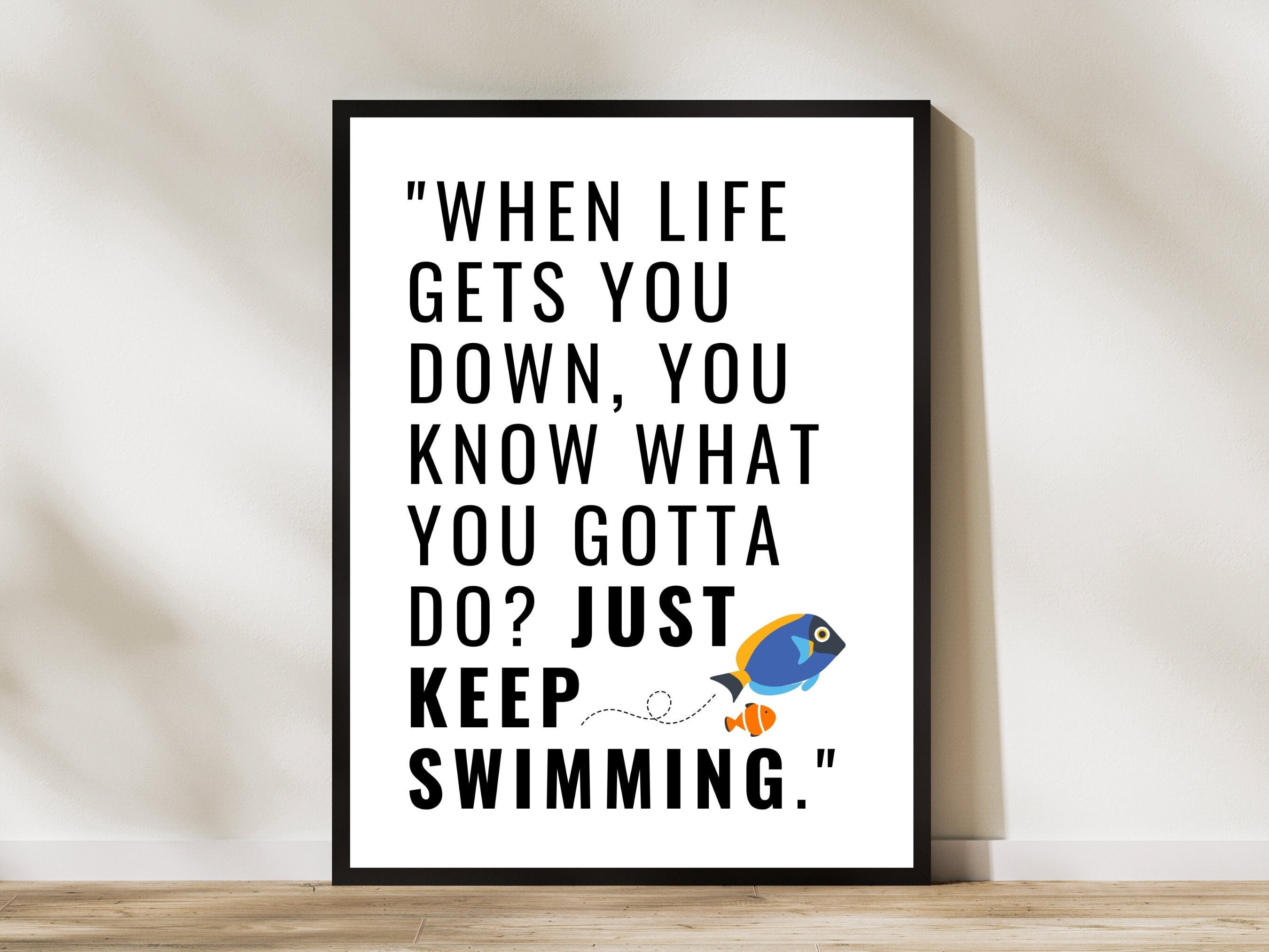 Just Keep Swimming Quote, Wall Art, Print, Printable, Poster, Digital ...