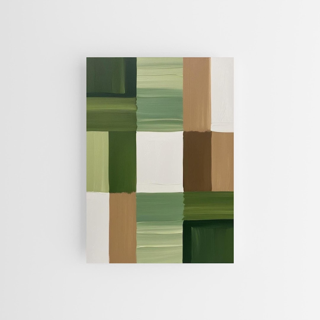 Lagom Japandi Printable Art: Balanced Earthy Green and Brown Stripes ...
