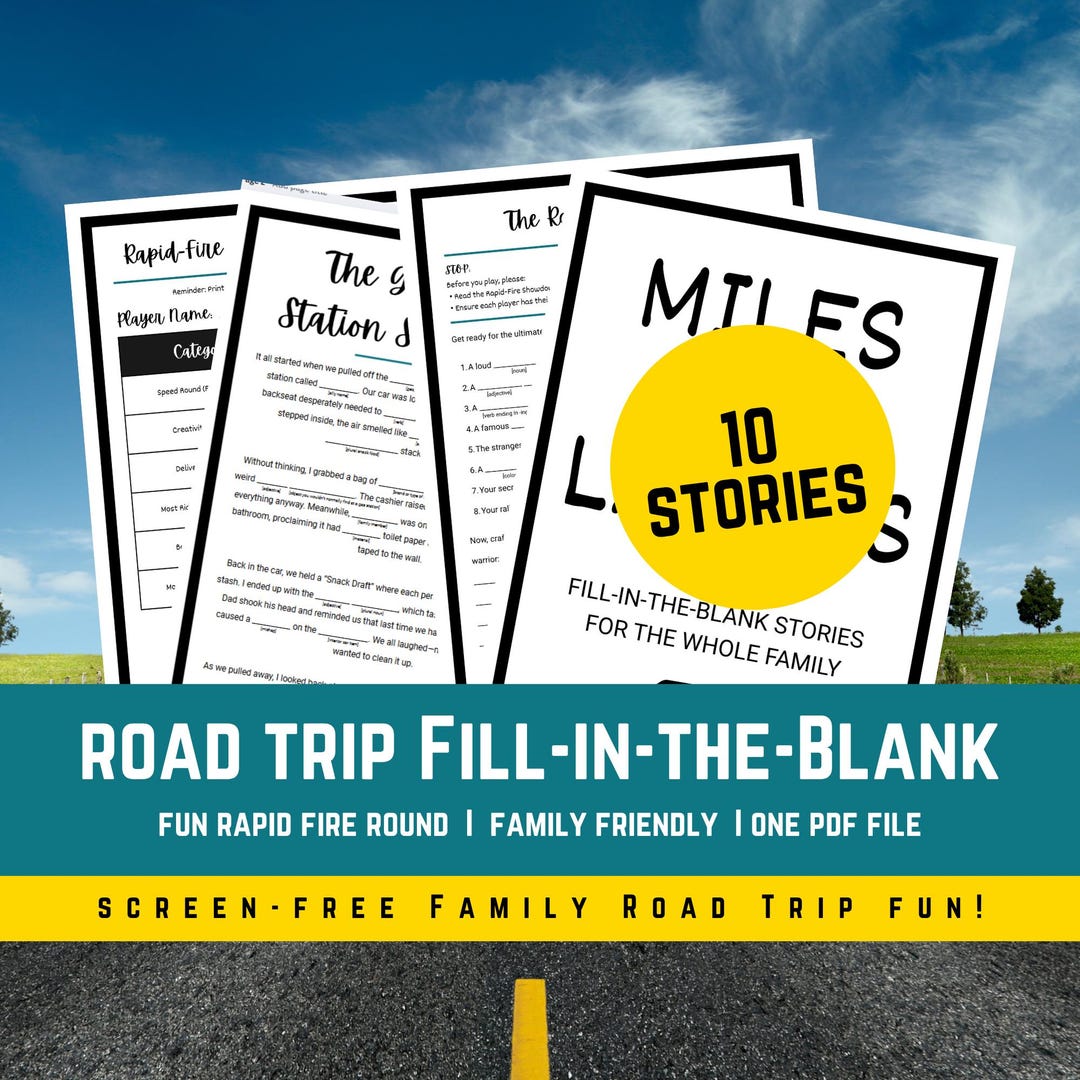 Printable Road Trip Games: 10 Fill-in-the-blank Stories for the Whole ...