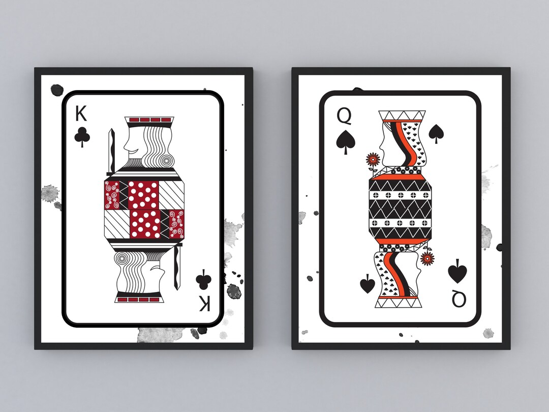 King & Queen Playing Card Wall Art, Playing Card Art, Modern Wall Art ...