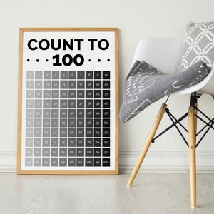 Count to 100 Chart Printable, Educational PDF Wall Art for Kids, Number ...