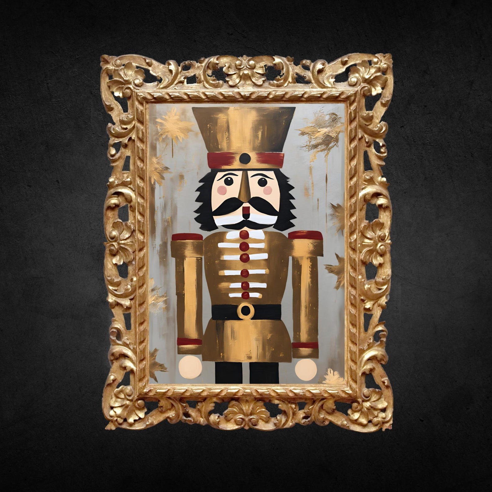 Rustic Whimsical Nutcracker Wall Art | Classic Boho Gold Print ...