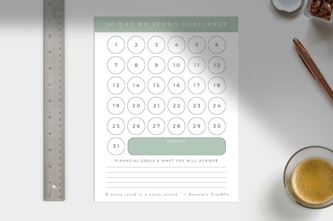 30-day No Spend Challenge Printable | Budget Tracker | Financial ...