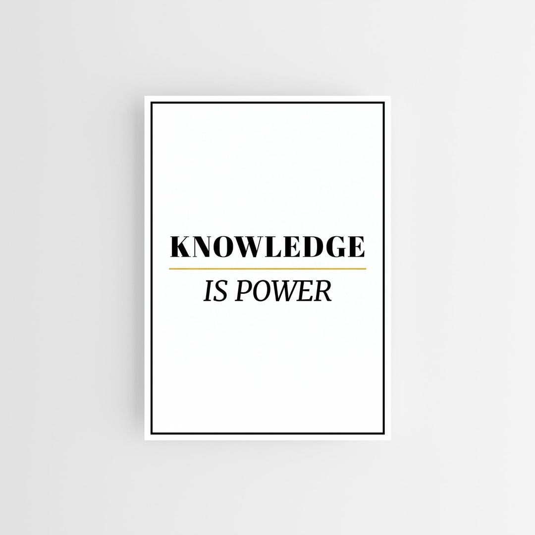 Knowledge is Power Quote Printable – Motivational Digital Art Print ...