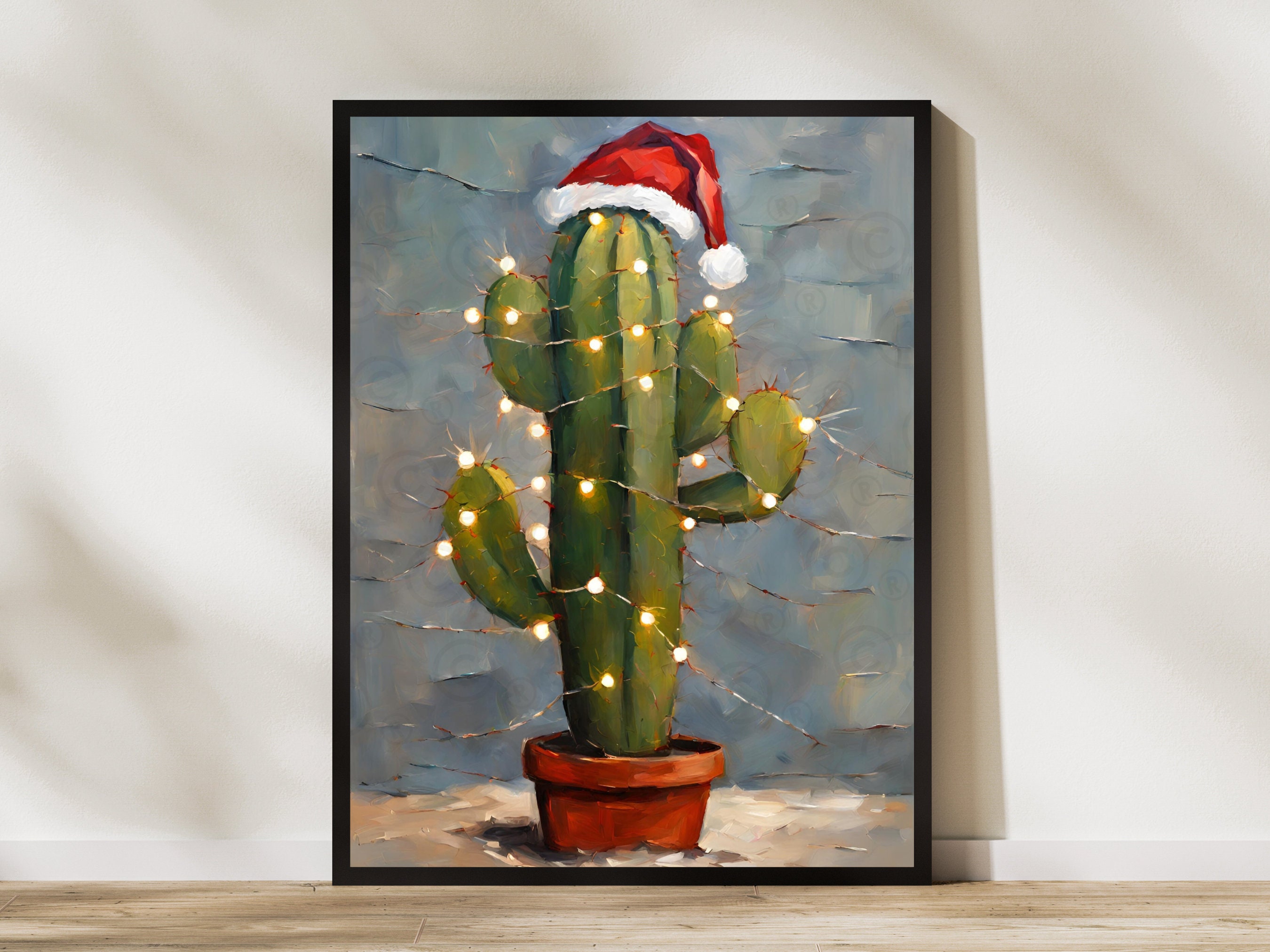 Cactus Wall Art, Christmas Cactus, Cactus Decor, Holiday Cactus Decor ...