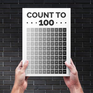 Count to 100 Chart Printable, Educational PDF Wall Art for Kids, Number ...