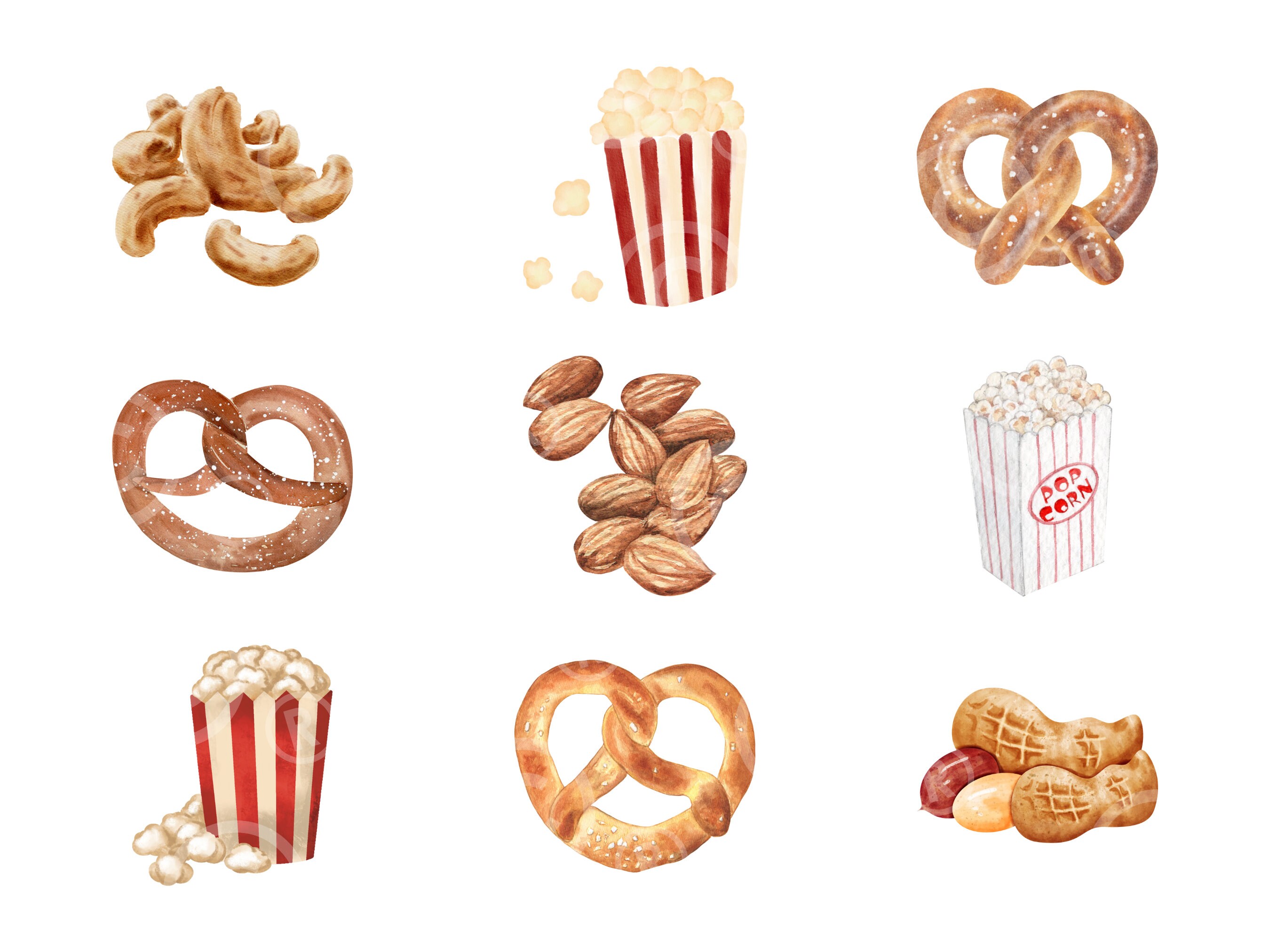 Snack Clipart, Snack Clip Art, Watercolor Clipart, Watercolor Snacks ...