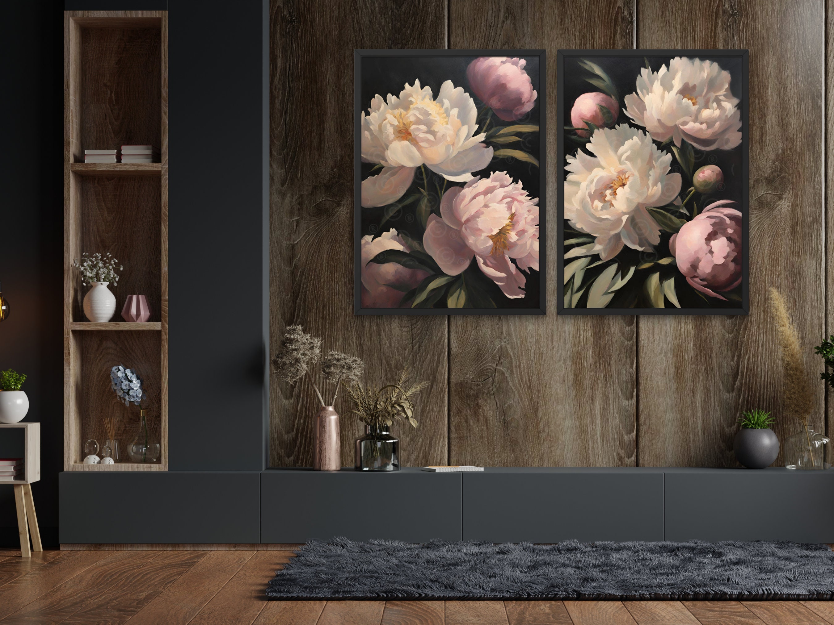 Moody Wall Art, Moody Floral Wall Art, Moody Vintage Flower Print, Dark ...