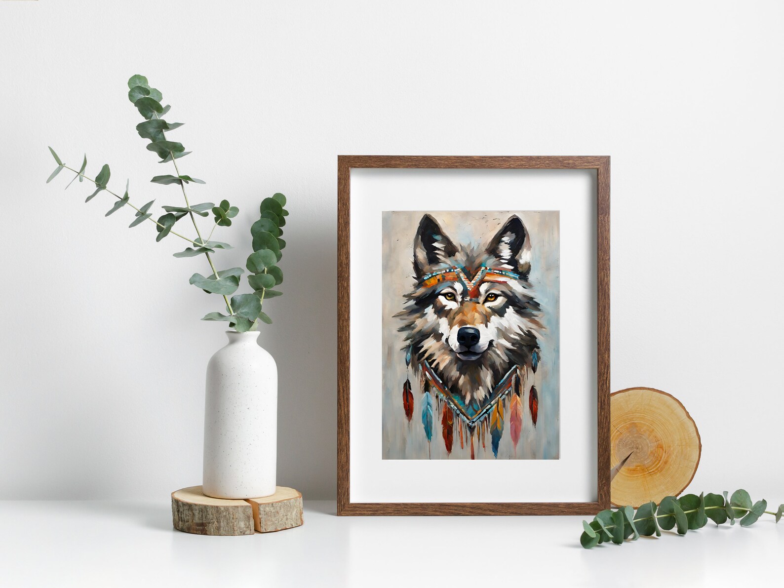 Native American Wall Art, Native American Decor, Wolf Art, Wolf Wall ...