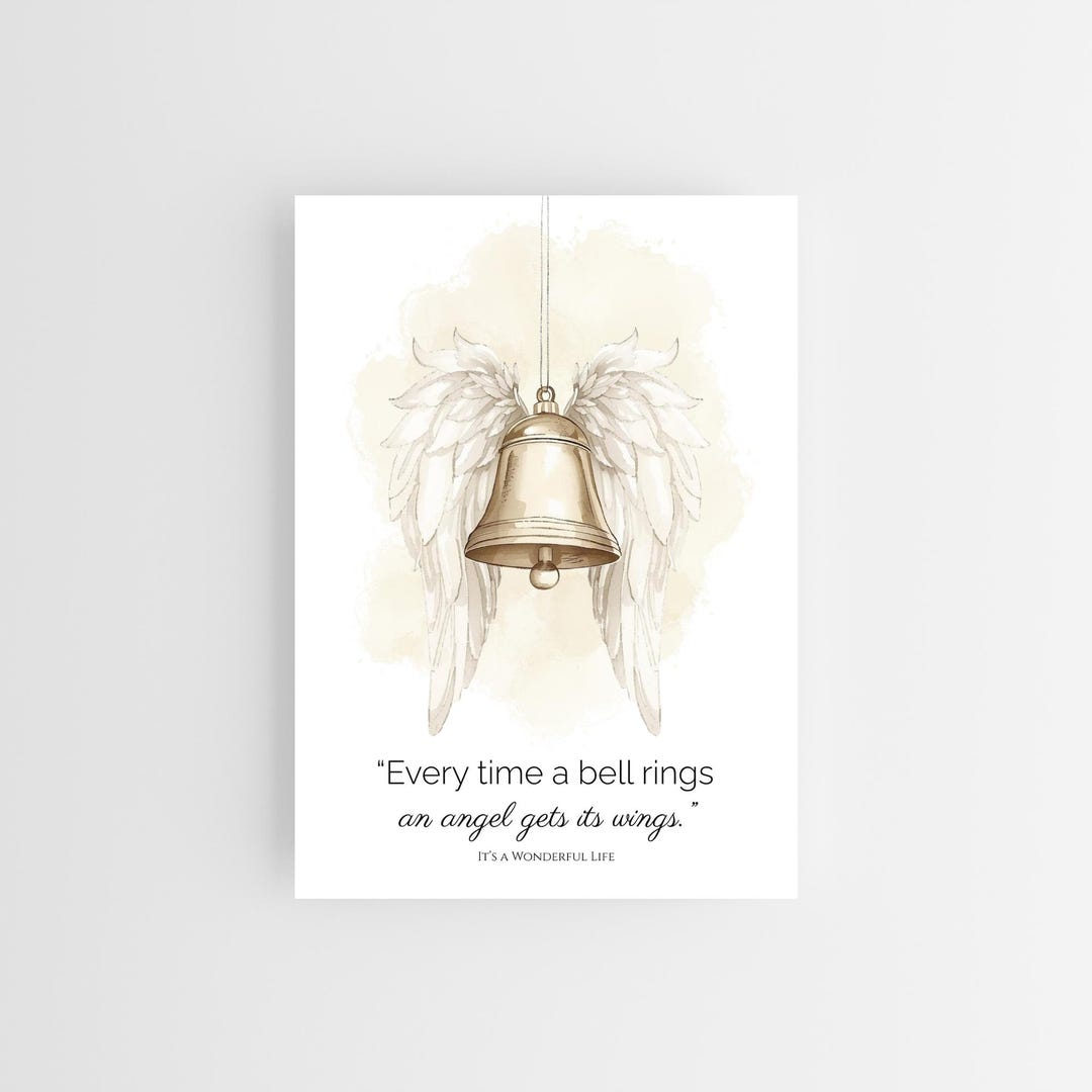 Angel Wings Bell Wall Art – “every Time a Bell Rings” Memorial Print - Etsy