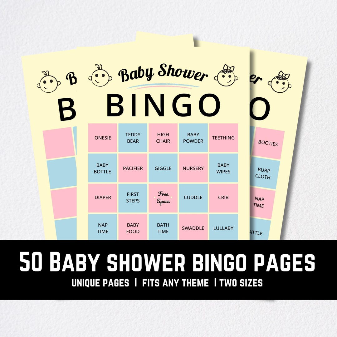 50 Pastel Baby Shower Bingo Cards, Gender Neutral Bingo Game, Prefilled ...