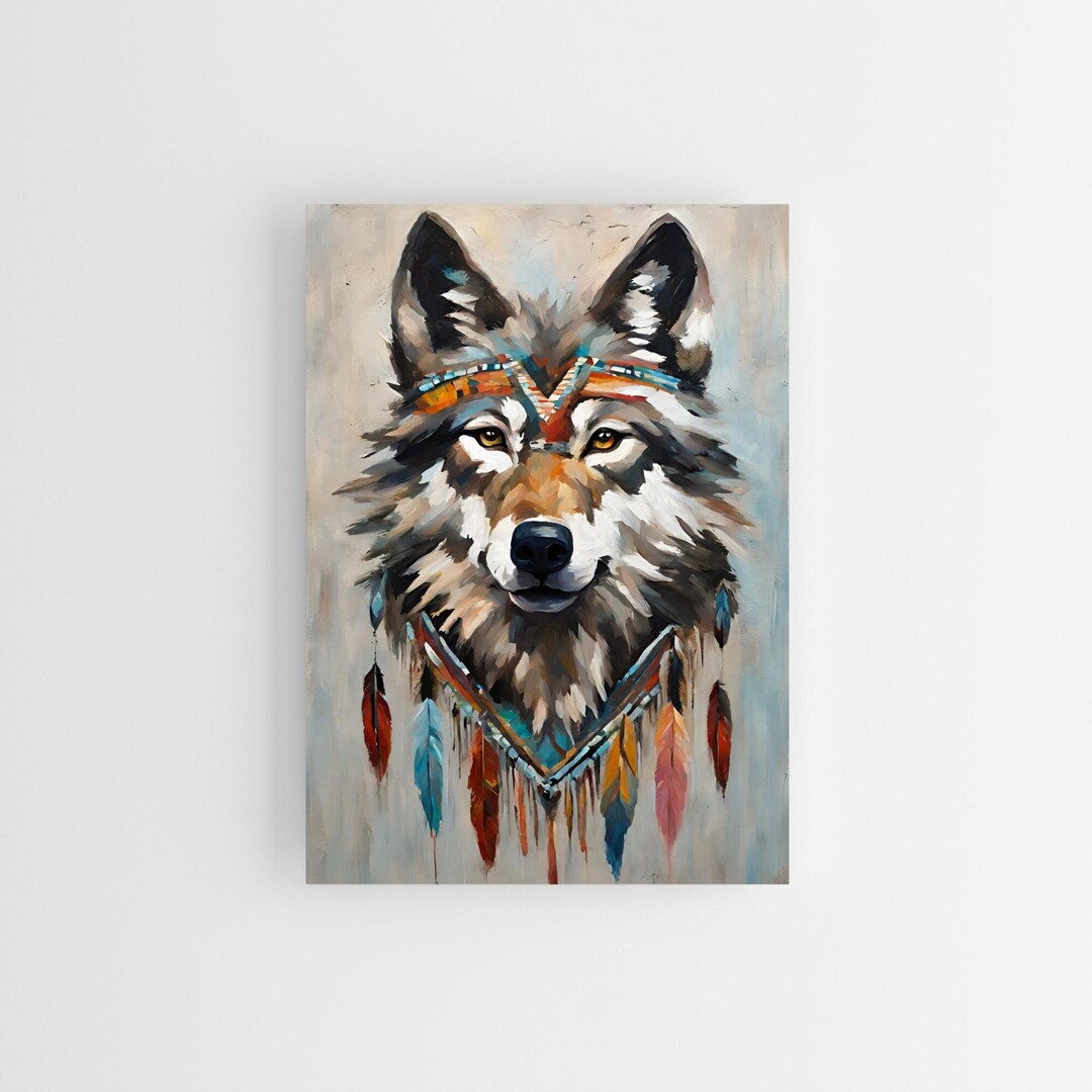 Native American Wall Art, Native American Decor, Wolf Art, Wolf Wall ...