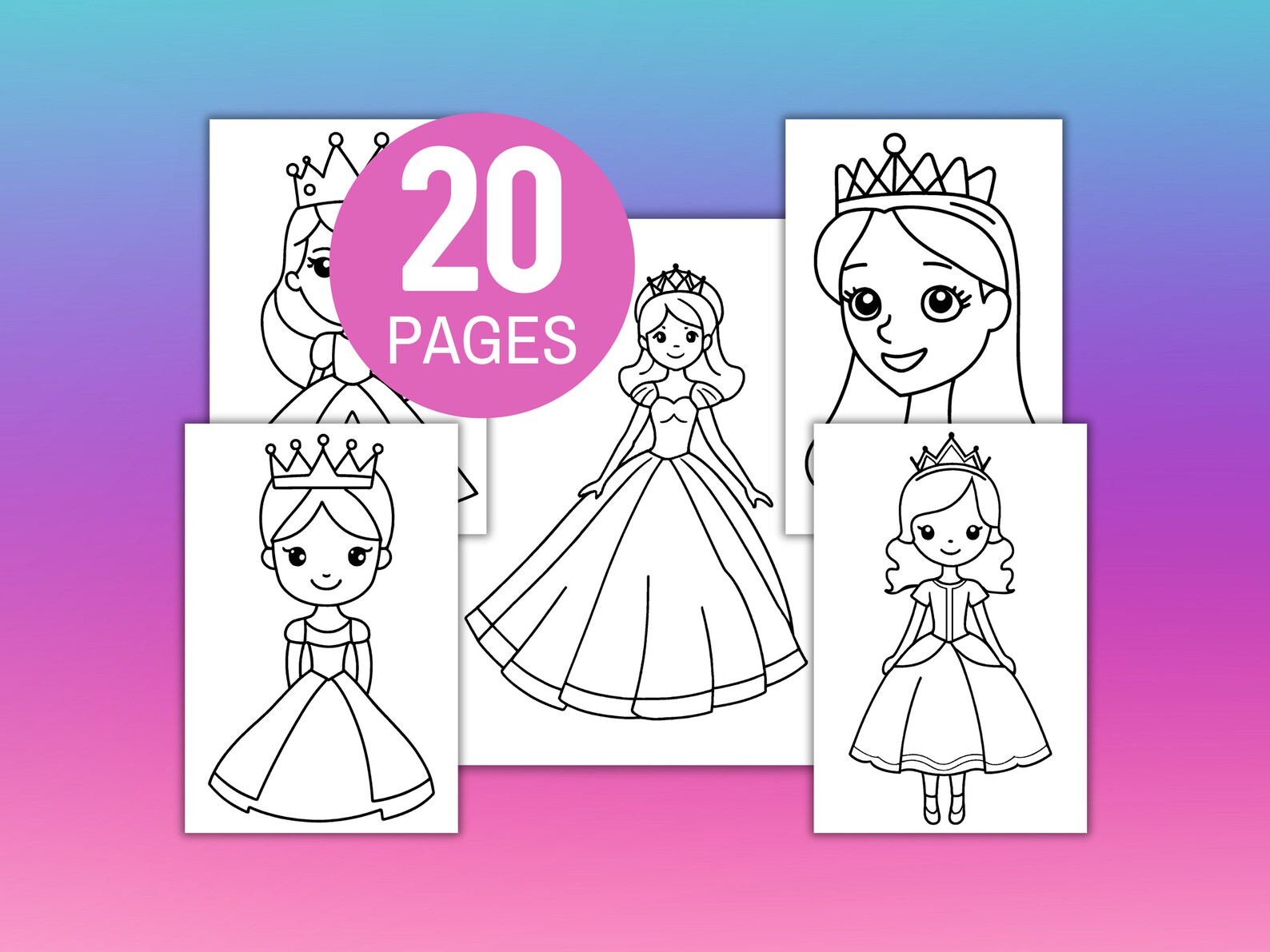 Princess Coloring Pages Printable | Simple & Minimalistic Designs ...